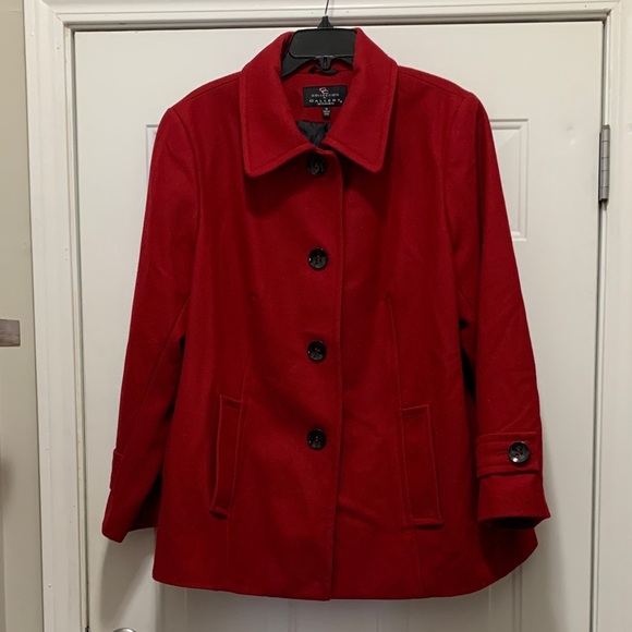 Gallery | Jackets & Coats | Gallery Wool Blend Size X Bold Red Pea Coat ...